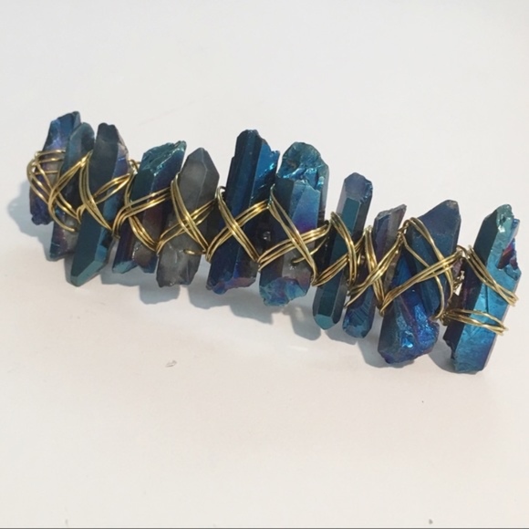 Accessories | Iridescent Navy Blue Quartz Stone Hair Barrette | Poshmark